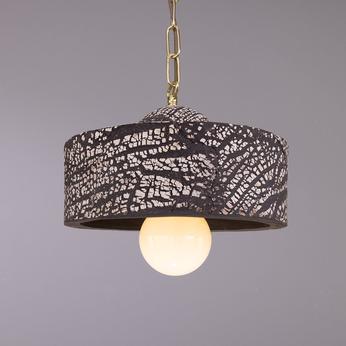 Seville Ceramic Mid-Century Modern Pendant Light, Black Clay 28cm IP20 ...